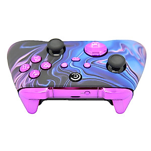 Designer Series Custom Wireless Controller for PC, Windows, Series X/S & One - Multiple Designs Available (Blue & Purple Swirl W/Purple Chrome Inserts)