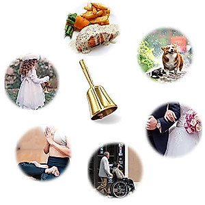 Hourwof Super Loud Hand Call Bell,Solid Brass Dinner Bell Service Bell Pet Training Bell Jingle Bell,Gold