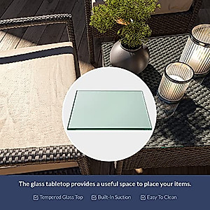 BELLEZE 3 Piece Patio Set, Patio Furniture Set with Tempered Coffee Table and Wicker Chairs, Balcony Furniture Outdoor Patio Set with Removable Cushions for Garden Balcony Backyard Poolside - Brown