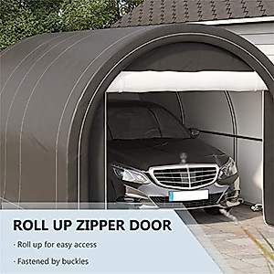 WXBDD 16' X 10' Carport, Heavy Duty Portable Garage/Storage Tent ， Garden Tools, Outdoor Work, Gray