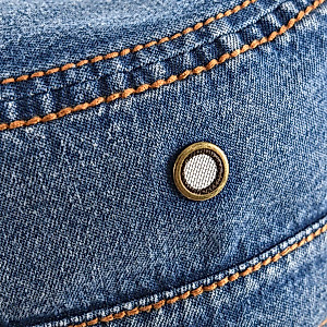 VOBOOM Washed Cotton Military Caps Cadet Army Caps Unique Design Vintage Flat Top Cap (Denim Blue)