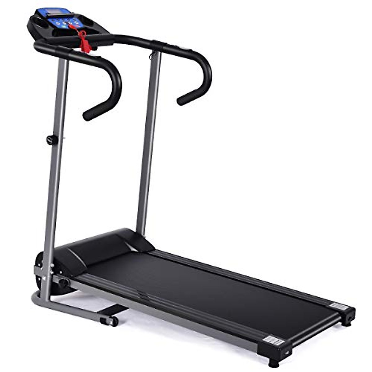 GYMAX Folding Treadmill, Electric Motorized Running Jogging Machine with LCD Monitor & Device Holder, Easy Assembly Heavy Duty Walking Treadmill for Home