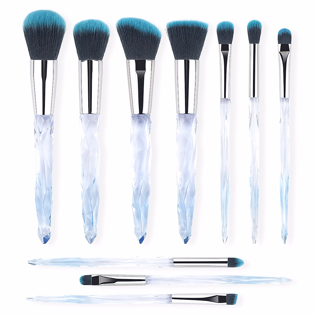 Professional Makeup Brush, Acrylic Diamond Handle Make Up Brushes Series for Full Face Foudation Blush Eyeshadow Concealers Powder Transparent Beauty Tools