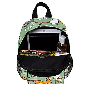 Cute Fashion Mini Backpack Pack Bag Cute Cartoon Rats Green Mouse Teeth Pattern
