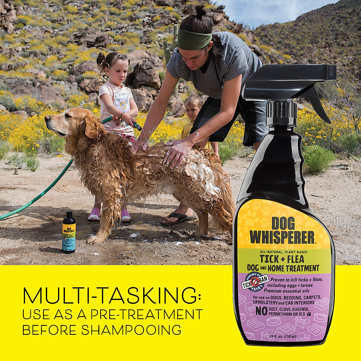 Yaya Organics Dog Whisperer Tick + Flea Home Treatment Spray, Proven Effective, Plant-Based (24 Ounces)