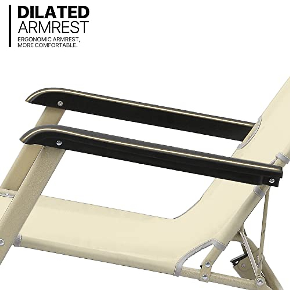 MoNiBloom Folding Beach Lounge Chair, Fixed 135° Angles Patio Outdoor Furniture Camping Pool Side Beach Lawn Lounger Chair with Adjustable Headrest for Lawn Backyard, 330lbs Capacity