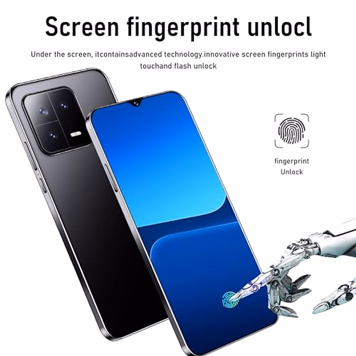 Unlocked 4G Cell Phone 6.54 Inch Screen,12, 8GB RAM 256GB ROM, 32MP 16MP Camera, GPS Navigation,Screen, Facial Unlocking (US Plug)