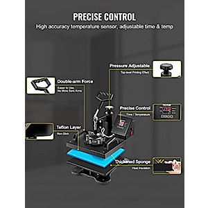 VEVOR 12x10 Inch Heat Press Dual Digital Heat Press Machine 650W Swing Away Heat Press T-Shirt Sublimation Printer Transfer 360 Degree Rotation for DIY T-Shirts