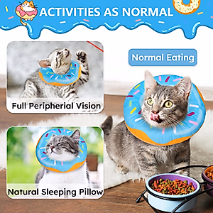 Hpetppy Cat Cone Collar Soft, Cat Recovery Collar for Wound Healing Cute Cat Donut Adjustable Cat Cones to Stop Licking Comfortable Lightweight Neck Elizabethan Collars for Cats Kittens After Surgery