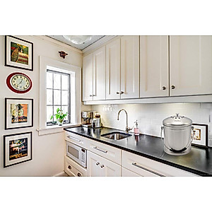 Abakoo 1.8 Gallon Compost Bin Container Kitchen Compost Bin, Compost Pail with Stainless Steel Lid, Countertop Kitchen Trash Can (includes totally 2 filters)