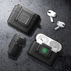 Spigen Lock Fit Designed for Airpods Pro Case with Secure Lock Clip, Airpod Pro Case Cover with Keychain - Matte Black