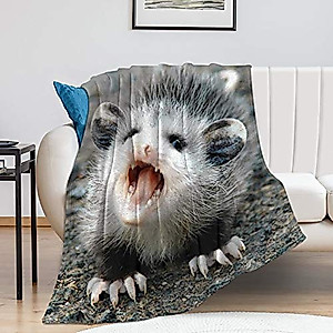 Flannel Fleece Throw Blanket Baby Possum Pattern Breathable Air-Conditioned Quilts for Camping Traveling Cozy Warm Bed Blanket for Women Men, 30 x 40 in