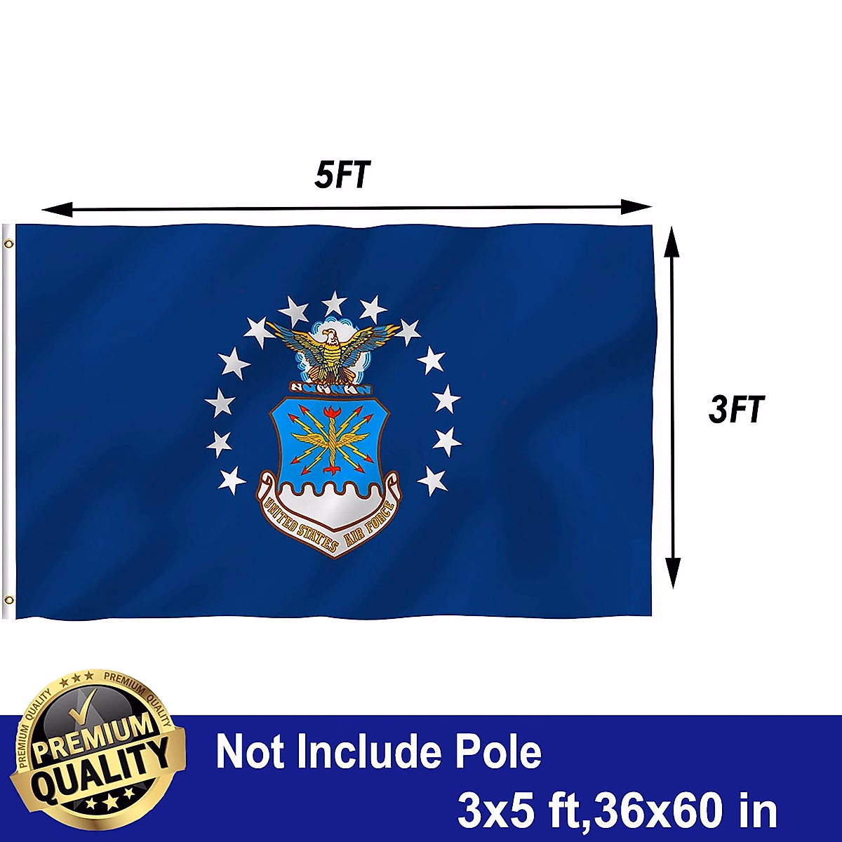 Air Force Flags 3x5 Outdoor Double Sided Made In USA- United States USAF Military Heavy Duty Flags with 2 Brass Grommets for Outdoor Indoor Wall
