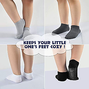 EPEIUS Baby Socks Low Cut Non-Slip Socks for Toddler Boys Girls Ankle Socks with Grips Value Pack Kids Grip Socks Non Skid 12 Pack 3-5 Years
