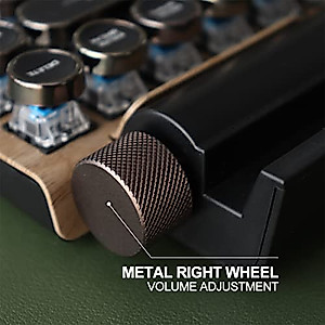 SUEHIODHY Retro Typewriter Keyboard Bluetooth5.0 LED Backlit Mechanical Keyboards 83keys Blue Switch with Stand Wired Punk Style Keyboard for Tablet/Desktop/Laptop/Cell Phone (Wood)