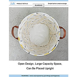 RUNRONG Large Size Round Storage Basket Foldable Waterproof Canvas Laundry Hamper with Handles Nursery Organizer for Bedroom /Living Room/Bathroom(RUN Round Orange)