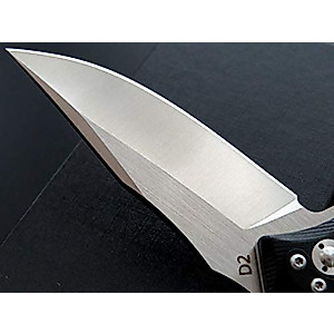 Eafengrow EF339 Folding Knife D2 Blade and G10 Handle with Clip Folding Camping Knives Outdoor Pocket Knives (black)