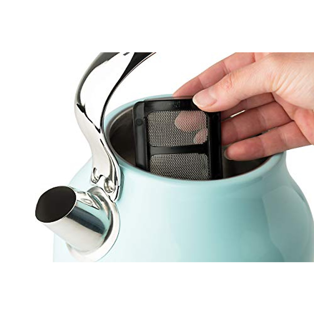 Haden 75004 Heritage 1.7 Liter (7 Cup) Stainless Steel Electric Kettle with Auto Shut-Off and Boil Dry Protection, Turquoise