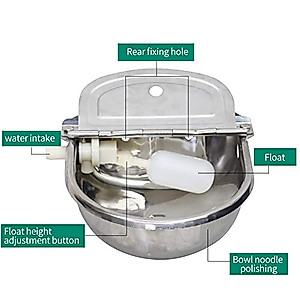 MODUODUO Automatic Water Trough Dog Feeder Bowl with Float for Cattle Horse Goat Sheep Animals Stainless Pet Livestock Tool