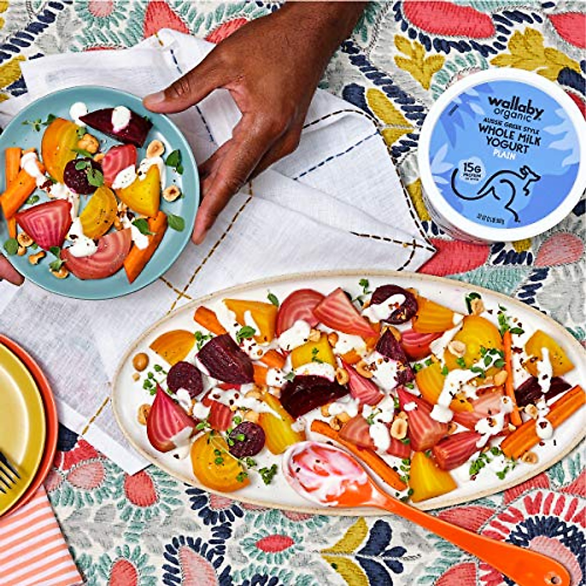 Wallaby Organic Aussie Greek Whole Milk Yogurt, Strawberry, 32 oz. USDA Organic