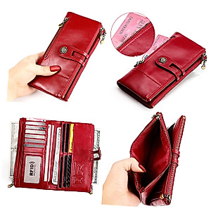 VALICLUD Womens Purses Womens Backpack Purse Purse Wallet Girls Women Blocking Zipper Handbag Leather for Multipurpose Vintage Billfold Red Women Backpack Purse Travel Wallet