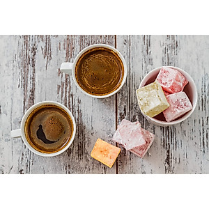 Cerez Pazari Turkish Delight with Rose, Orange and Lemon Mix Flavours 8.1 Oz Gourmet Small Size Snacks Gift Box, No Nuts Sweet Traditional Confectionery Vegan Candy Dessert Lokum Loukoumi Approx.32Pcs