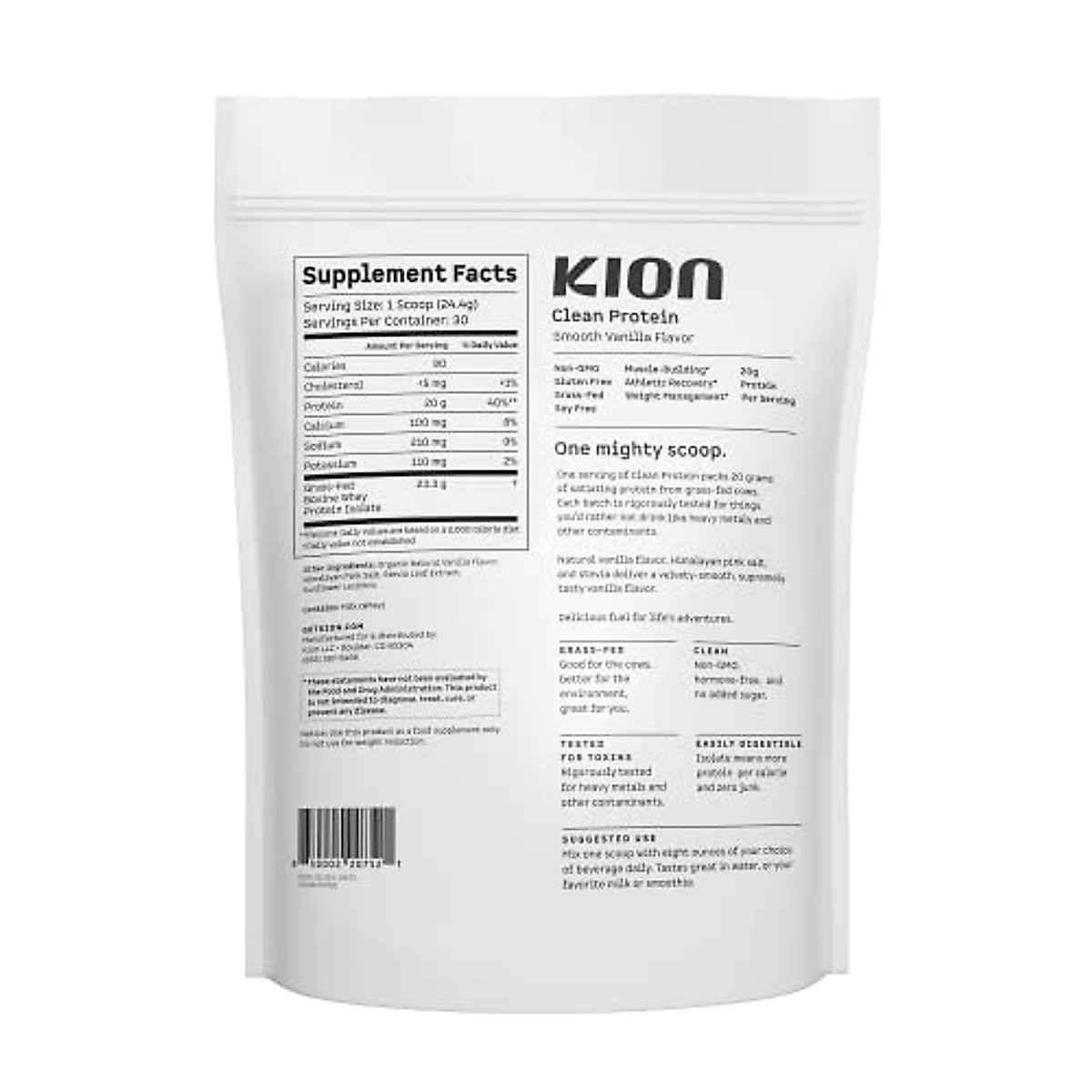 Kion Clean Protein | Grass-Fed & Pasture-Raised Whey Isolate Protein Powder | Smooth Vanilla | 30 Servings
