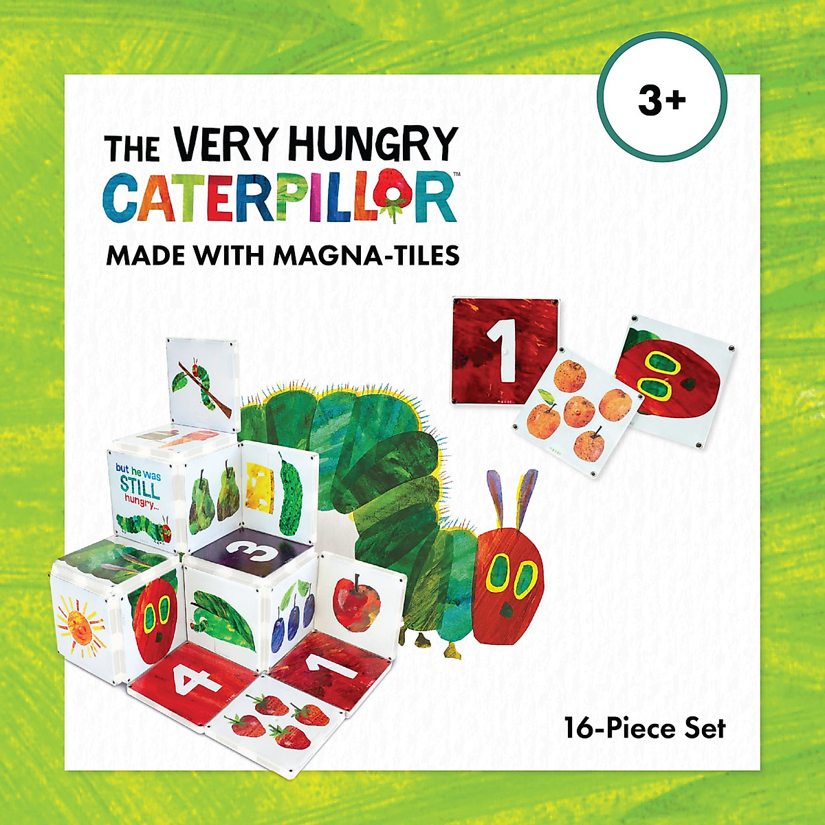 CreateOn Magna-Tiles The Very Hungry Caterpillar Toys, Magnetic Building Toys from The World of Eric Carle Books, Educational Magnetic Tiles Toys for Ages 3+, 16 Pieces