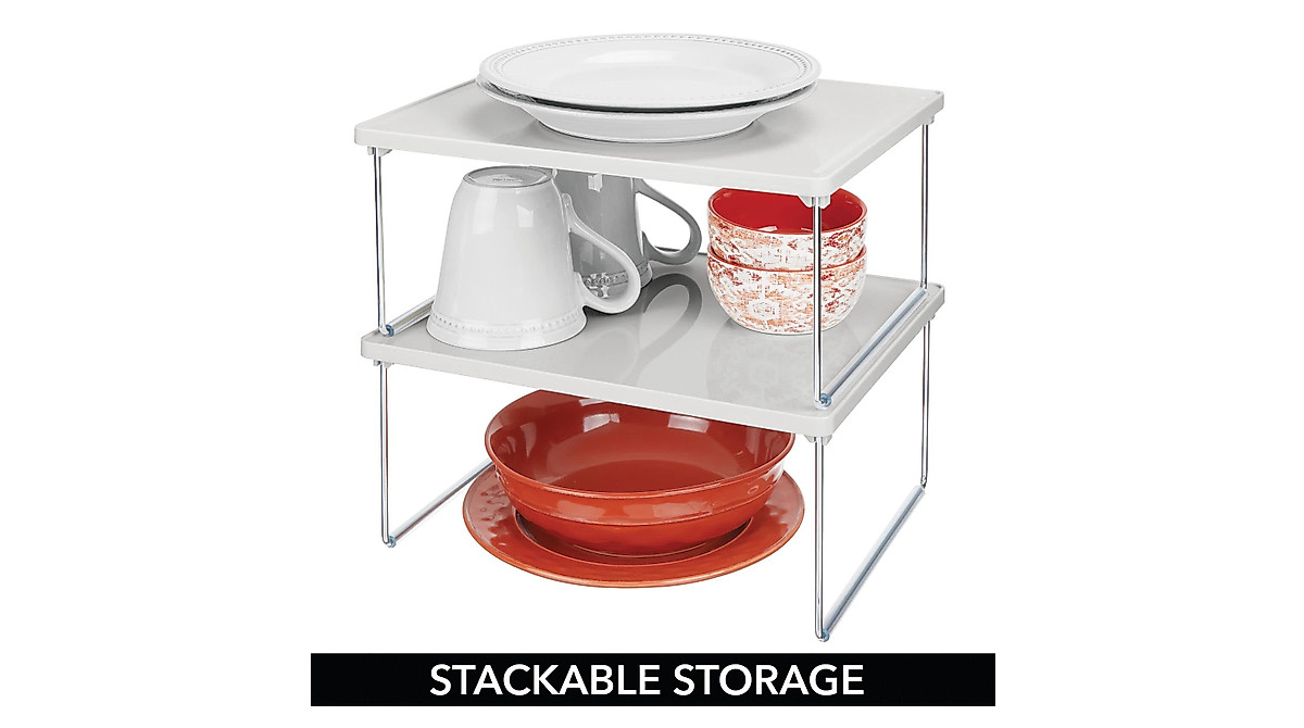 mDesign Stacking Kitchen Organizer - Maximize Cabinet Space