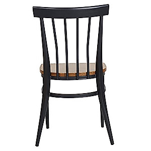 Livebest 2 Packs Slat Back Dining Chairs Metal Leg Side Chairs with Wood Seat,Stackable Fully Assembled Modern Furniture for Retro Bistro Kitchen Cafe,Black