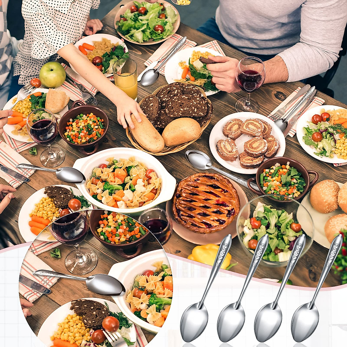 100 Pieces Dinner Spoons Set 6.69 Inches Silverware Spoons Bulk Stainless Steel Tablespoons Food Grade Spoon for Home Restaurant Kitchen Dishwasher Safe