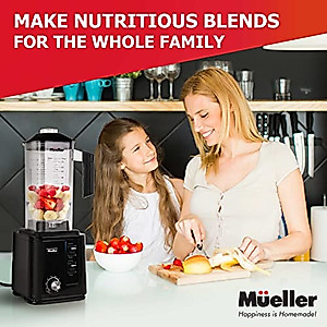 Mueller DuraBlend, 10-Speed 3.0hp Professional Series Blender - Pulse Mode and Ice Crushing Powerful Motor, Smoothie Blender, 74 Oz, 6 Stainless Steel Blades, Blend, Chop, Grind, with Smoothie Bottle