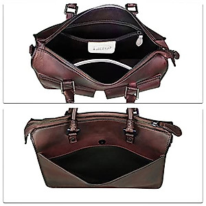 Genuine Leather Satchel Purse for Women Vintage Handmade Top Handle Handbag Retro Messenger Crossbody Bag (Coffee)