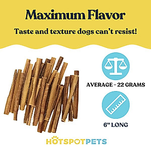 hotspot pets Bully Sticks 6 Inch- 10 Pack- Premium Natural Long Lasting Bully Sticks for Medium Dogs Beef Pizzle Treats - Grain Free Fully Digestible Rawhide Alternative Stix