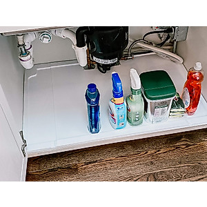 Vance Trimmable Under Sink Tray for Base Cabinets from 39 to 55 inches | Protects Cabinets from Leaks and Spills | Adjustable Spill Guard for Kitchen and Bathroom Sinks