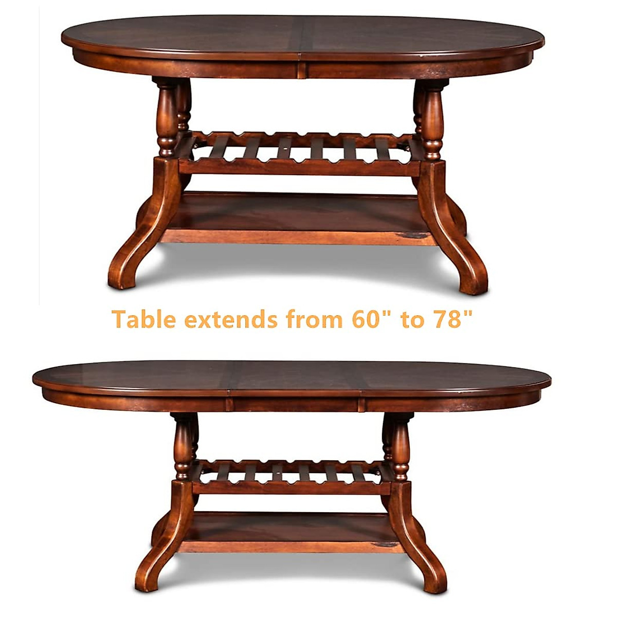 Liveasy Furniture Dining Room Set with Oval Extendable Dining Table and Chairs in Espresso (Dining for 6)