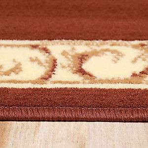 Superior Elegant Medallion Collection 5' x 8' Area Rug, Attractive Rug with Jute Backing, Durable and Beautiful Woven Structure, Floral Medallion Rug with Broad Border - Toffee