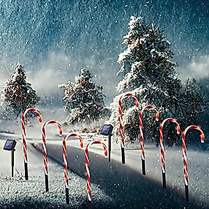 Fcysy Solar Christmas Lights Outdoor Waterproof, 4 PCS Xmas Candy Cane Pathway Lights Solar Powered, Christmas Outside Decorations Yard Walkway Stake Lights for Holiday Lawn Garden Patio Décor