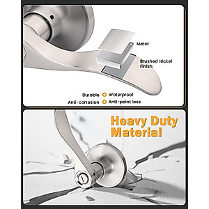 Gobrico 10 Pack Privacy Keyless Door Handles in Satin Nickel, Interior Bath and Bed Door Lever, Drop Style Heavy Duty Brushed Nickel Door Knobs