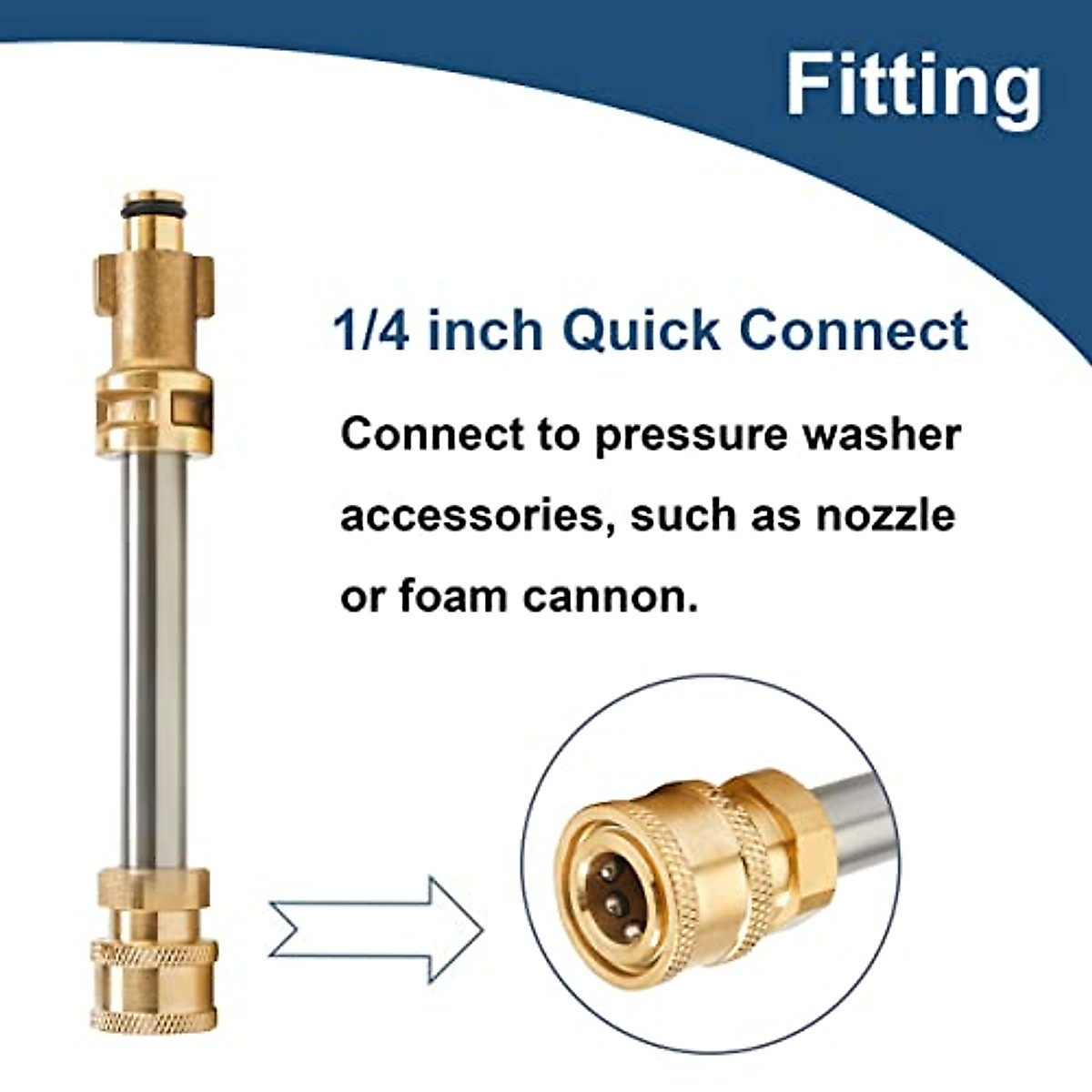 Raincovo Replacement for Pressure Washer Gun Adapter Ryobi, Portland, Greenworks, Husky, Replacement Wand with 5 Nozzle Tips, 1/4 Inch Quick Connector Silver