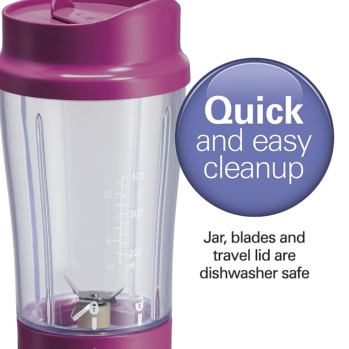 Hamilton Beach Shakes and Smoothies with BPA-Free Personal Blender, 14 oz, Raspberry