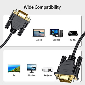 DteeDck VGA Cable 3FT, VGA to VGA Monitor (Ultra Thin Cable) Male to Male 15 Pin Full HD 1080P@60Hz Black Cord