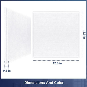 Upgraded 12 Pack Acoustic Panels Sound Proof Foam Panels Sound Proof Padding, 12"X12"X 0.4" High Density Bevled Edge Sound Panel, Idea for Acoustic Treatment & Wall Decoration (White)