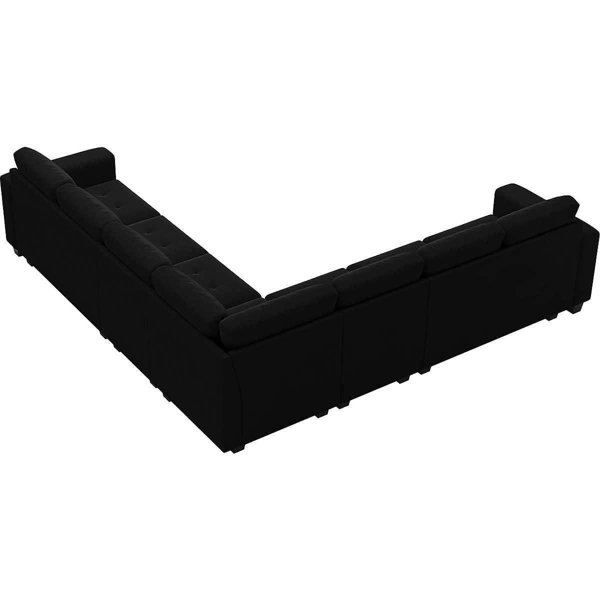 Belffin Modular Velvet Sectional L Shape Sofa Couch Oversized Convertible Sectional Sofa Couch with Reversible Chaise for Living Room Black