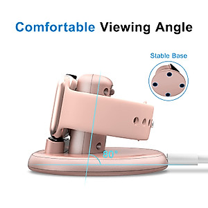 Charging Stand for Apple Watch, GUYARO Magnetic Wireless Charging Station Compatible with Apple Watch Series 8/Ultra/SE/7/6/5/4/3/2/1 Portable iWatch Charger Stand with Charging Cable- Rose Gold