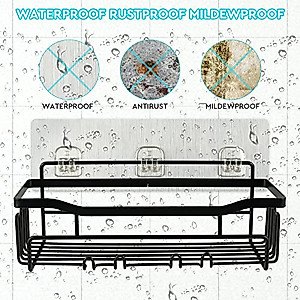 CXYHMG Adhesive Shower Caddy Bathroom Shelf, 2 Pack Shower Organizer, Large Capacity, Rustproof, for Bathroom or Kitchen. (BLACK)