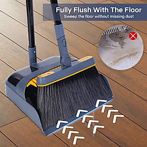 JEHONN Carpet Floor Sweeper Manual with Horsehair, Broom and Dustpan Set for Home