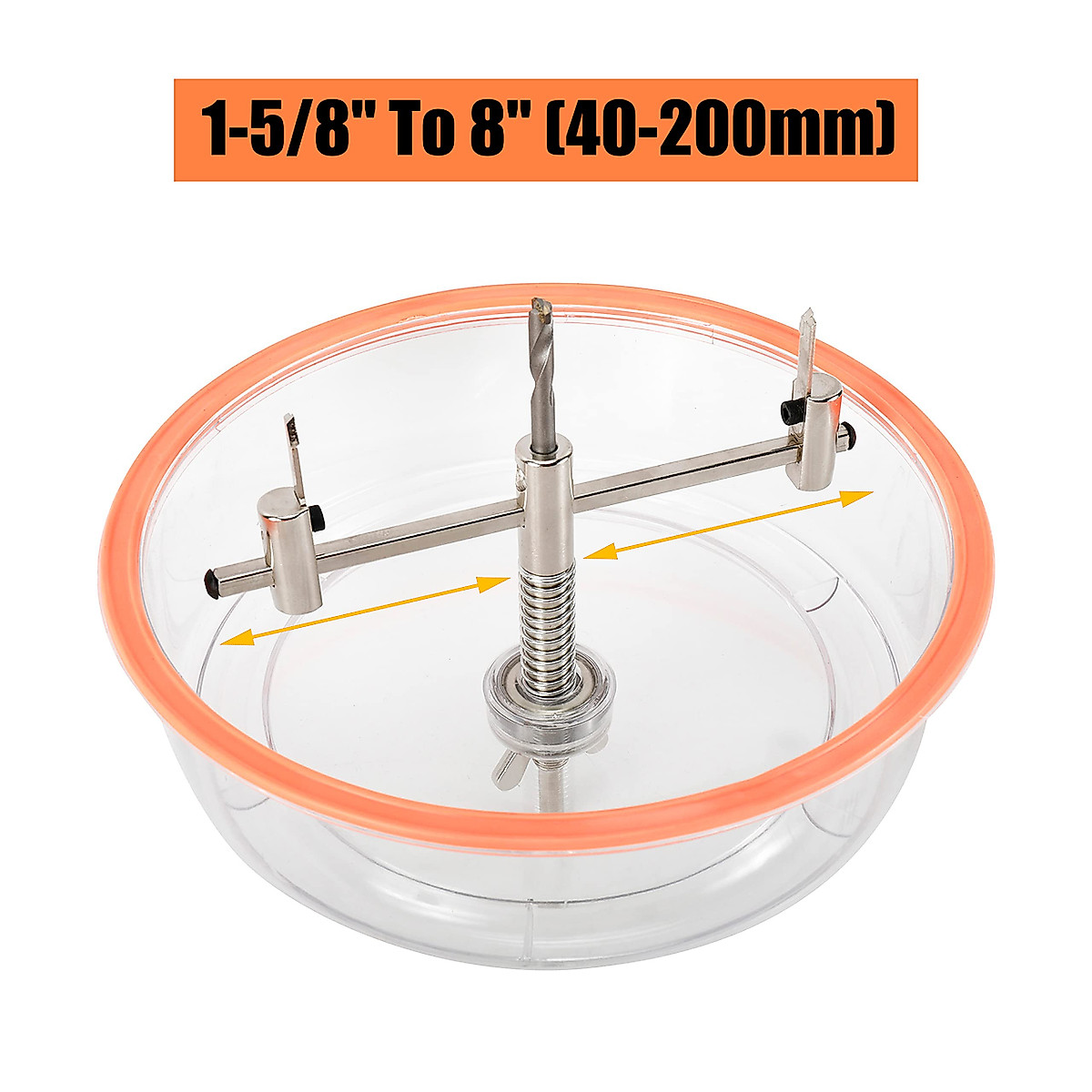 Toolly Adjustable Hole Saw Cutter Kit 1-5/8" to 8" (40-200mm) Twin Blade Circle Hole Saw Cutter with ABS Dust Shield for Making recessed Lights, Speaker Holes or Ventilation Holes