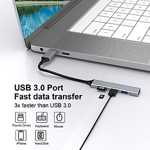 USB Hub, 5 in 1 USB 3.0 Adapter with 3 x USB 3.0 Ports and SD/TF Card Reader, Compatible with PC, MacBook Air, Mac Pro/Mini, iMac, Surface Pro, XPS, PS4, PS5, Xbox One, Flash Drive, Mobile HDD etc