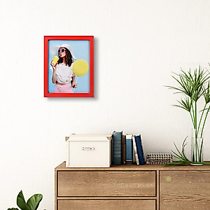 wyooxoo 8x10 Picture Frames Set of 2, Red Solid Wood Photo Frames Colorful Frame with HD Plexiglass For Tabletop Display or Wall (8" x 10" (2 Pack), Red)